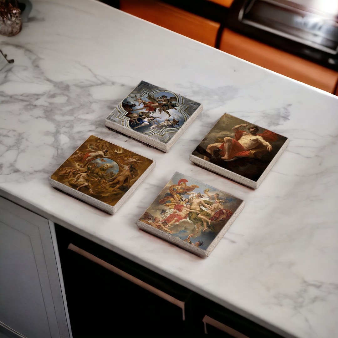 Greek Gods and Goddess Stone Coasters, Ancient Greek Coasters Set ...