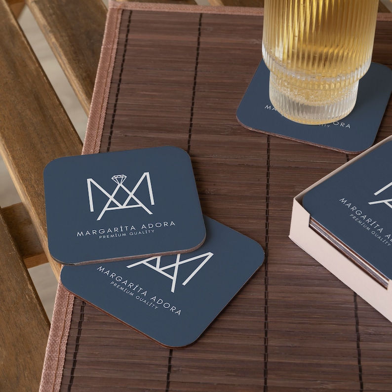 Custom Logo on Stone Coasters Personalized Coaster - Etsy