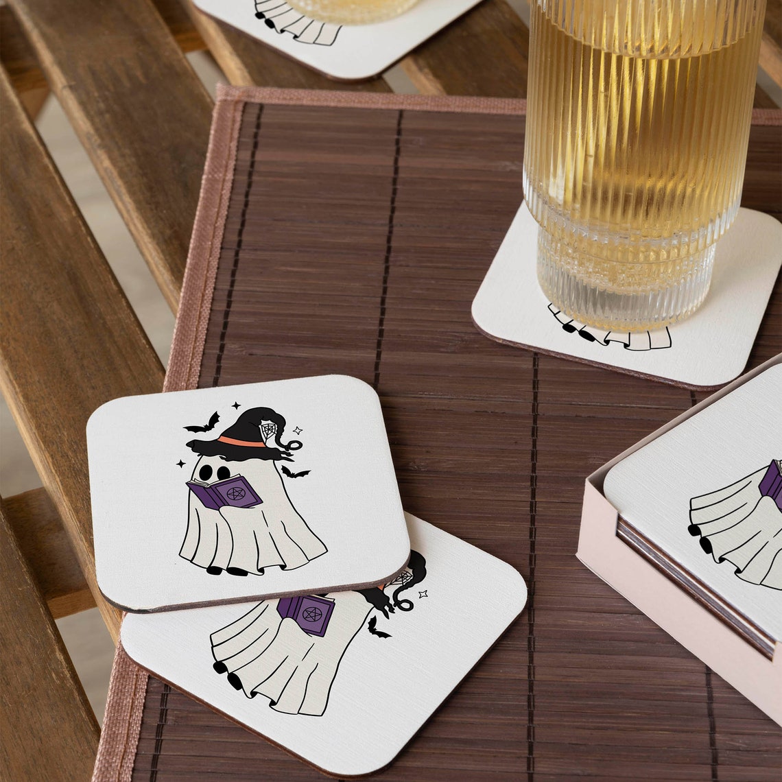 Spooky Witch Stone Coasters, Halloween Ghost Stone Coaster, Cute Spooky ...