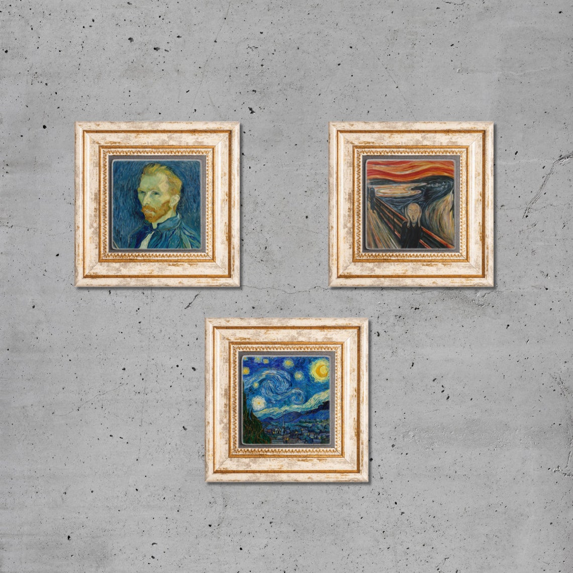Vincent Van Gogh Stone Wall Decor Set, Stone Wall Hanging, Vase With ...
