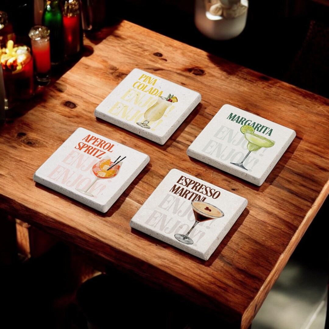 Drink Cocktails Stone Coasters, Cocktail Art Coasters, Cocktail Coaster ...