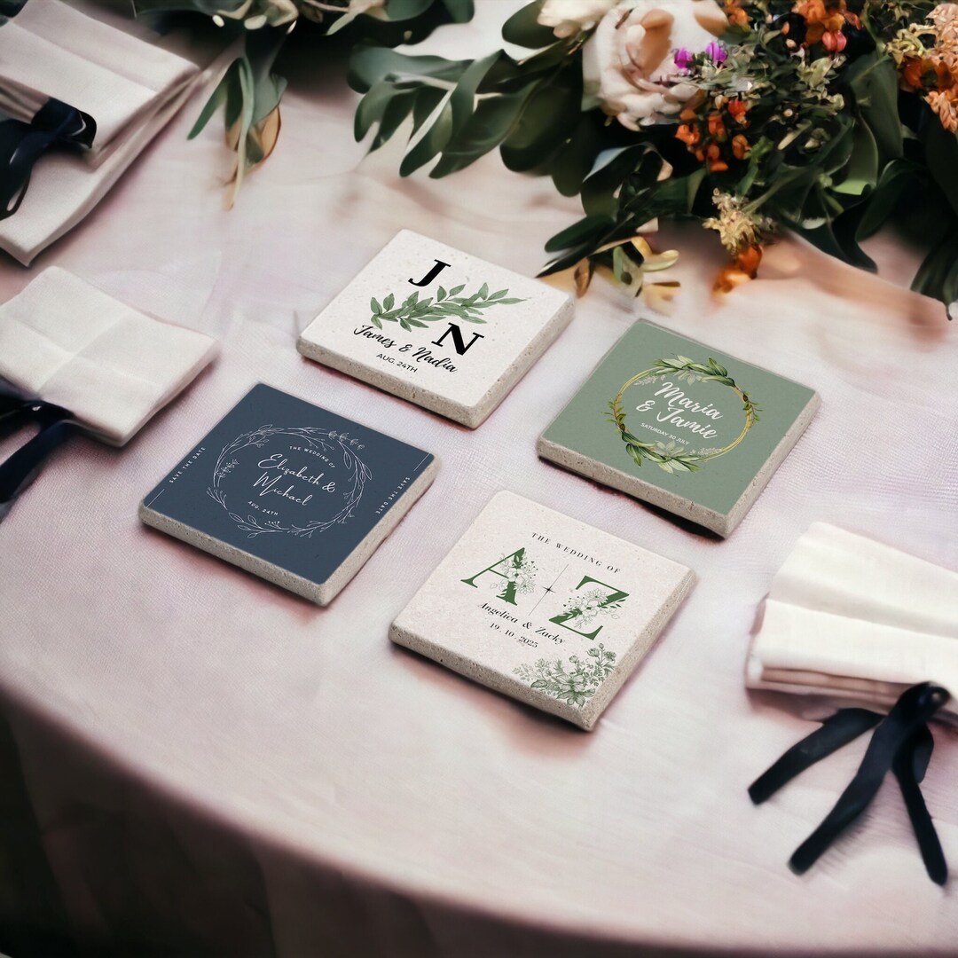 Custom Wedding Stone Coasters, Wedding Must Haves, Personalized Wedding ...