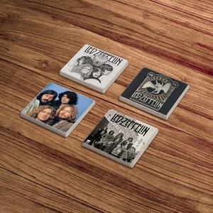 Led Zeppelin Stone Coasters, Led Zeppelin Band Coaster Set, Rock Band ...
