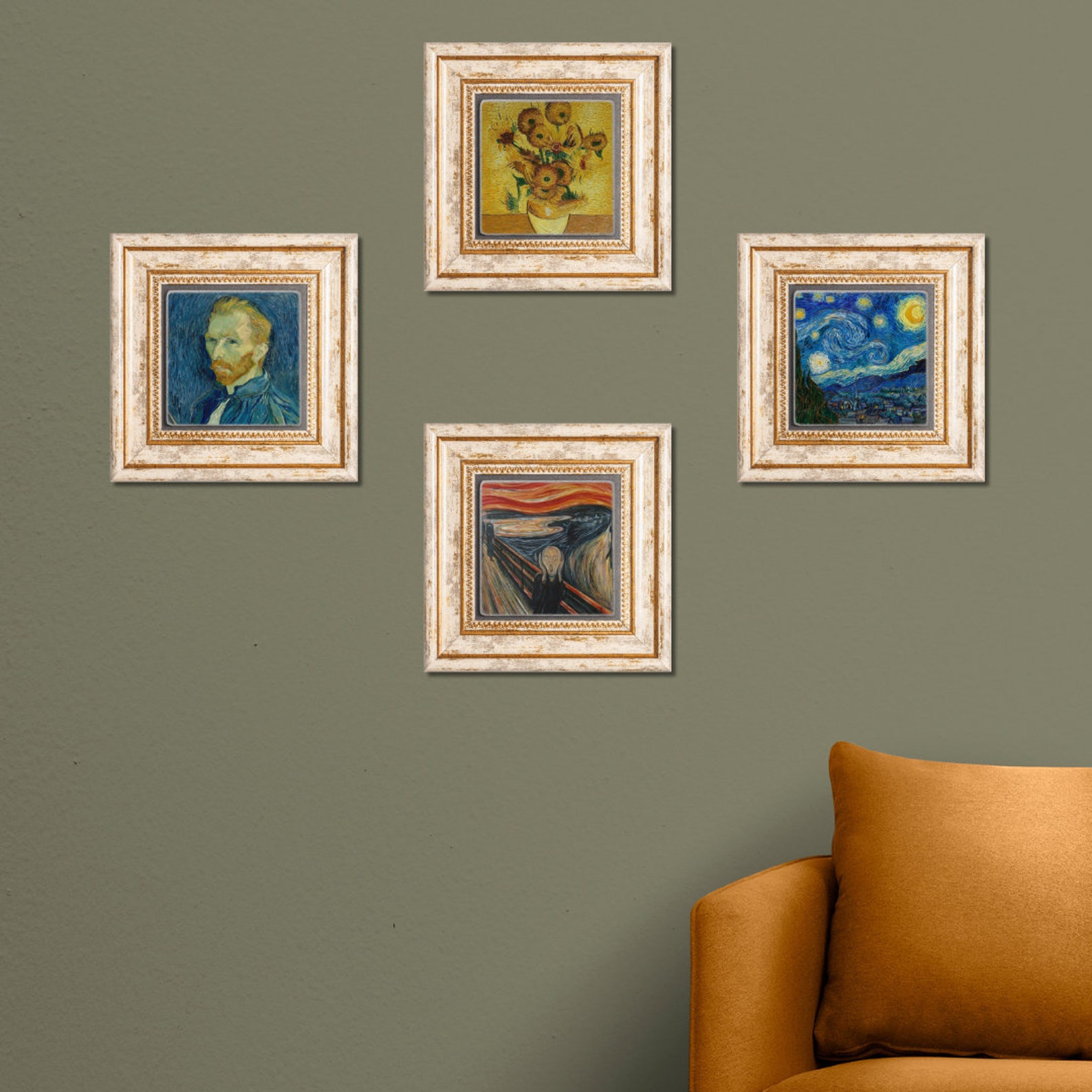 Vincent Van Gogh Stone Wall Decor Set, Stone Wall Hanging, Vase With ...