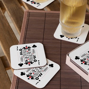 Playing Cards Stone Coasters Set, King & Queen Playing Cards Wood ...