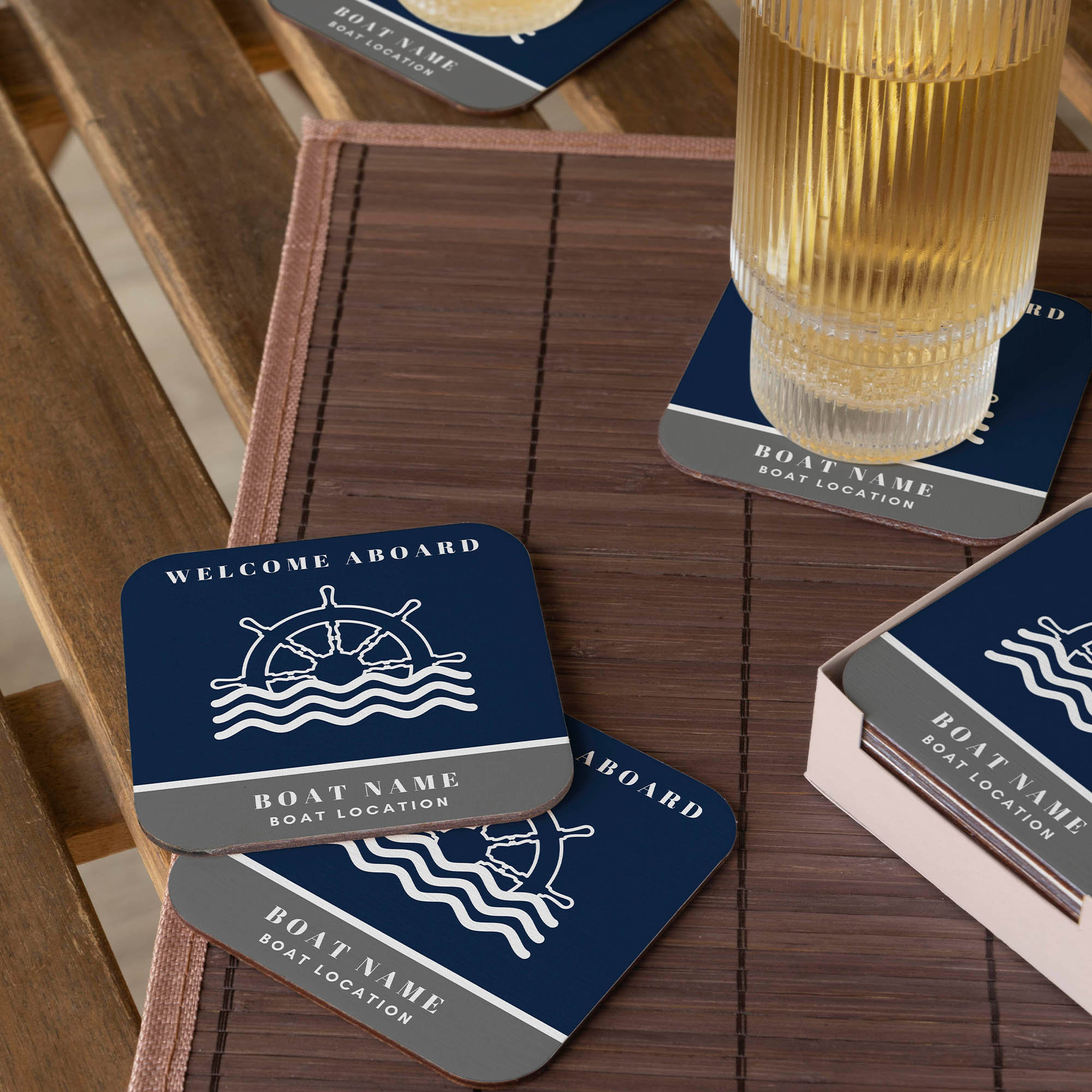 Personalized Boat Stone Coaster Nautical Coaster Set Custom - Etsy