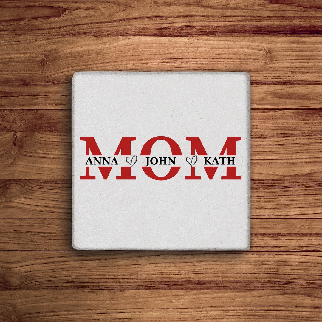 Mom Coasters With Kids Names, Custom Mothers Day Gift, Custom Mom Gift ...