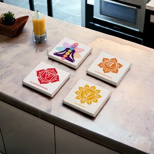 Custom Seven Chakras Stone Coasters, Chakra Signs Coaster, Heart Chakra ...