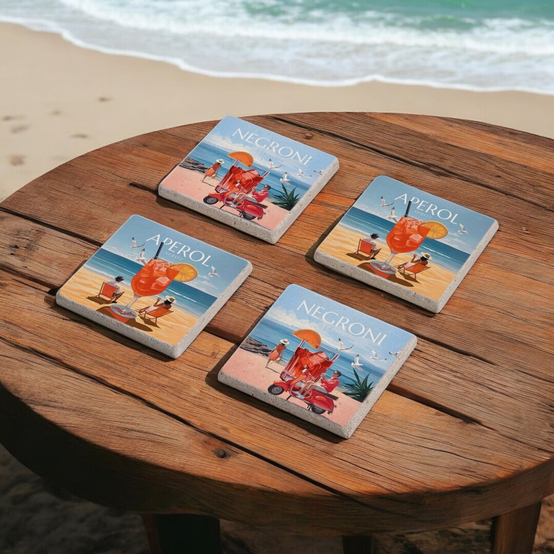 Drink Cocktails Stone Coasters, Cocktail Art, Cocktail Negroni Coaster ...