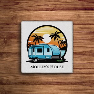 Custom Campervan Stone Coasters, Caravan Coasters Set, Campervan Gifts ...