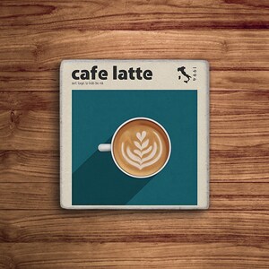 Retro Coffee Stone Coasters, Cafe Latte Coaster, Espresso Coasters ...