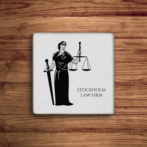 Personalized Lawyer Stone Coaster, Law Firm Wood Coasters, Themis ...