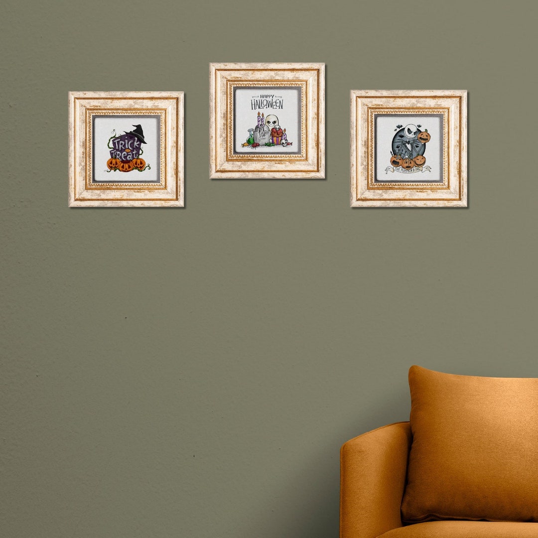 Halloween Sign Wall Art, Set of Halloween Wall Hanging, Spooky Stone ...