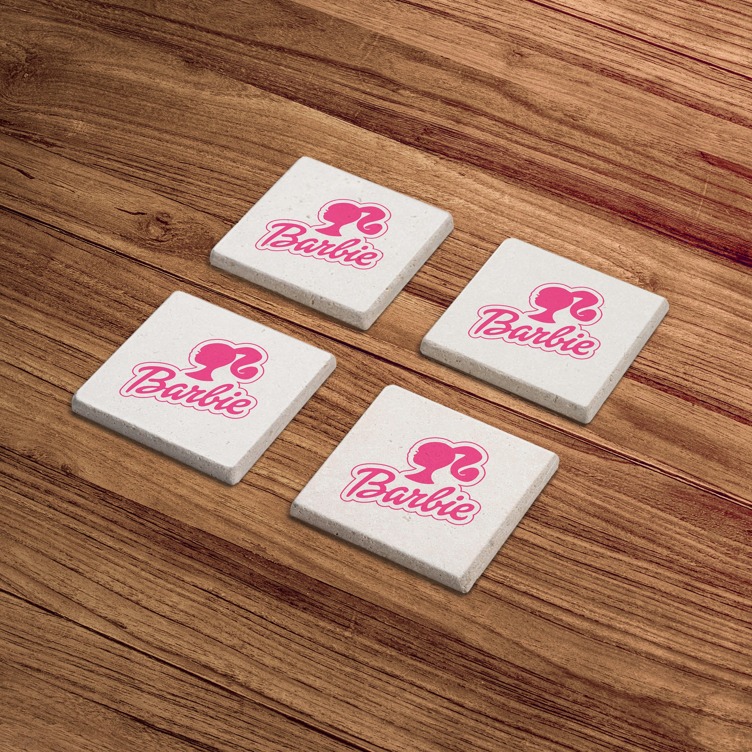 Barbie Stone Coasters, Barbie the Movie Coasters Set, Home Decor ...