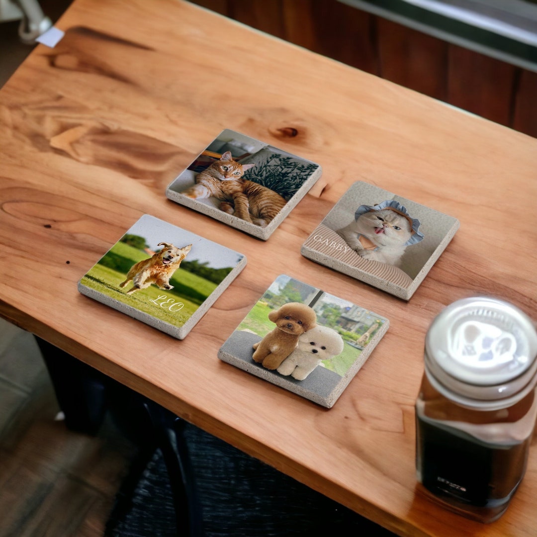 Custom Pet Photo on Stone Coasters, Personalized Pet Memorabilia ...