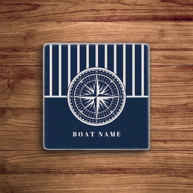 Personalized Boat Stone Coaster, Nautical Coaster Set, Custom Sailing ...