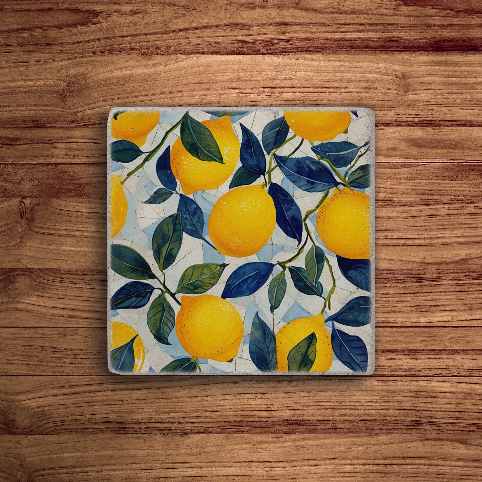 Lemon Blossom Stone Coasters, Watercolor Lemon Coaster Set, Lemon ...