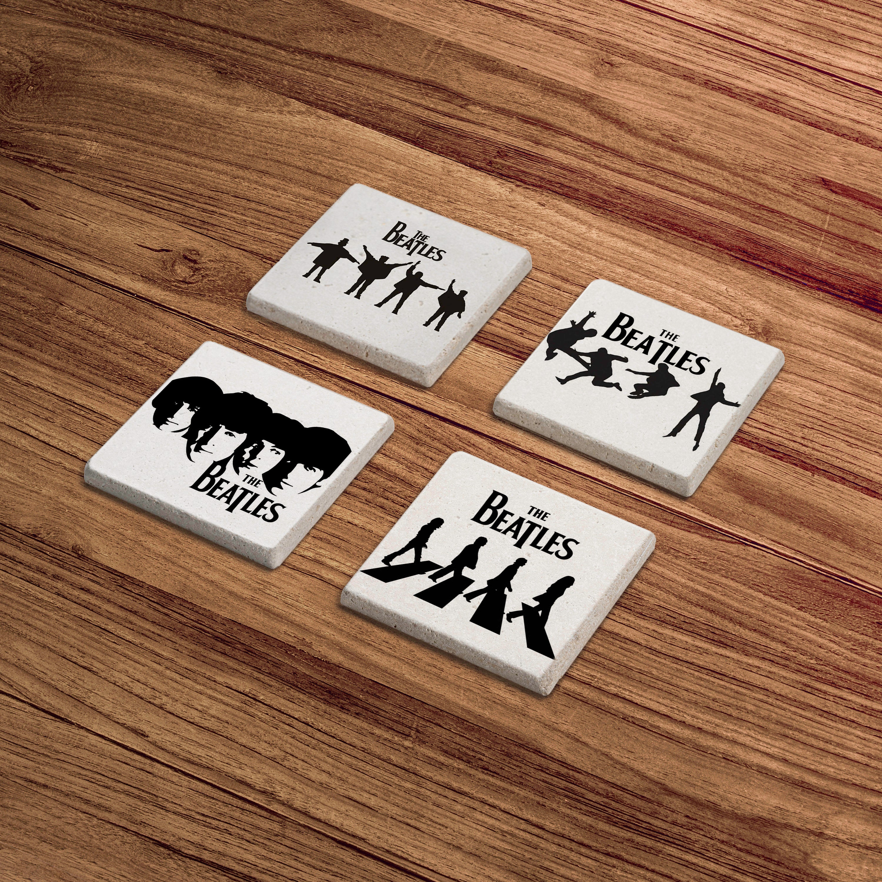 The Beatles Stone Coasters, Abbey Road Wood Coasters, 70s Rock Music ...