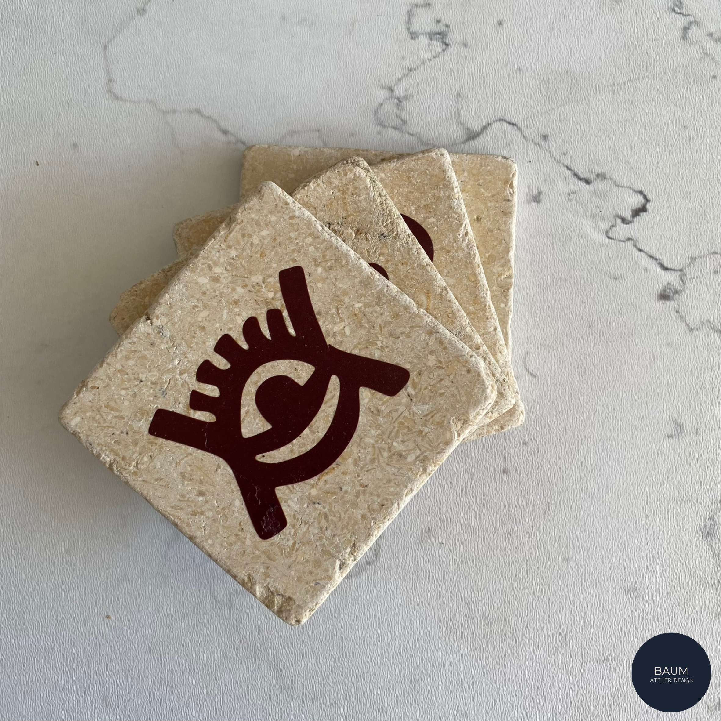 Adinkra Symbols Stone Coasters, Cork Backing Stone Coasters Set of 4 ...