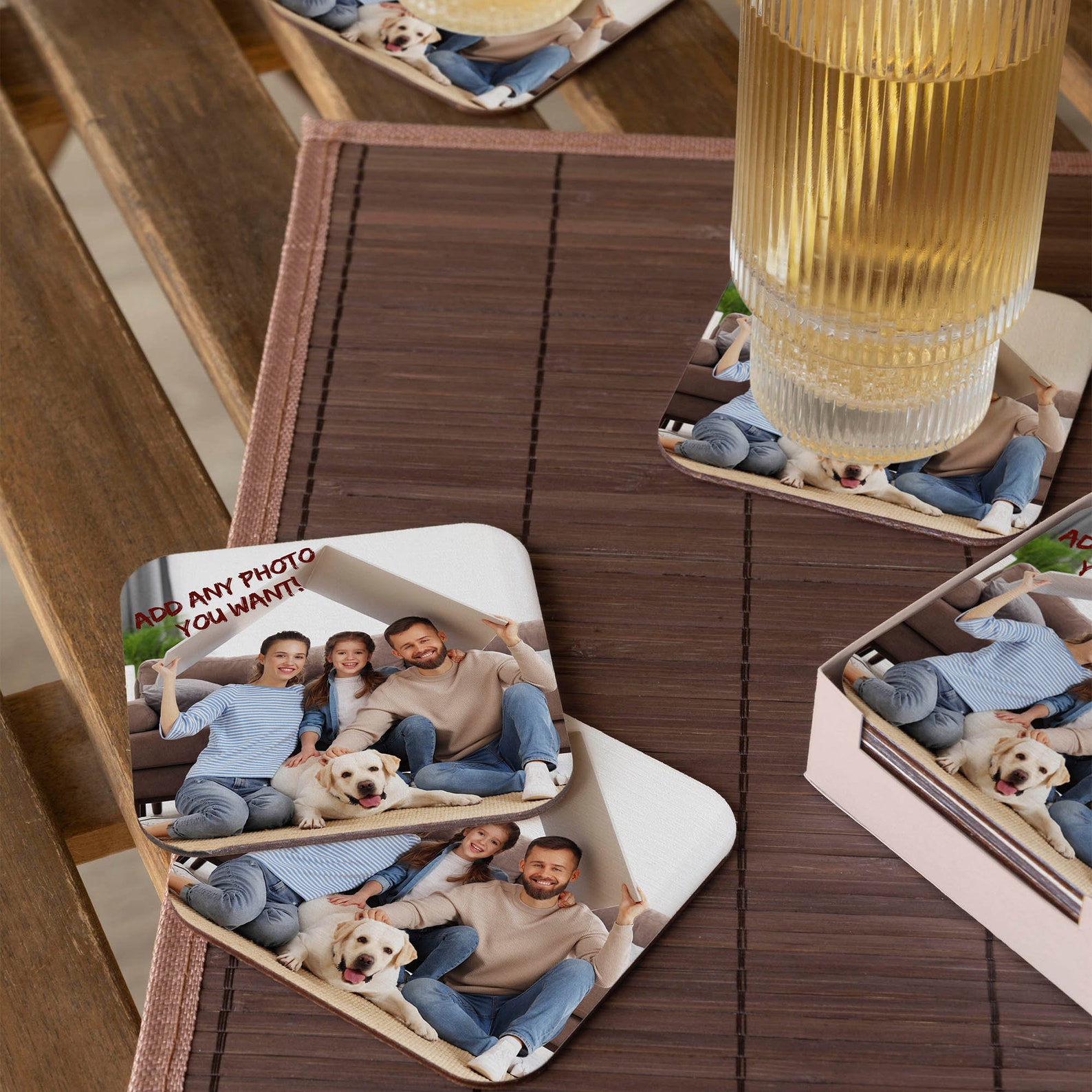 Photo Personalized Tumbled Stone Coaster Set, Personalized Coaster With ...