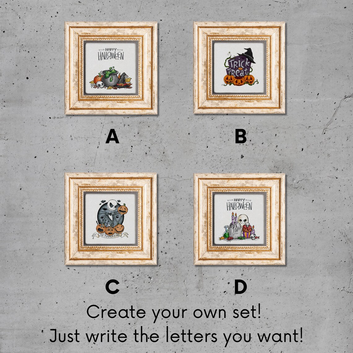 Halloween Sign Wall Art Set of Halloween Wall Hanging Spooky - Etsy