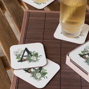 Personalised Name and Initial Letter on Stone Coasters, Custom Wood ...