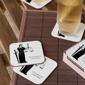 Personalized Lawyer Stone Coaster, Law Firm Wood Coasters, Themis ...