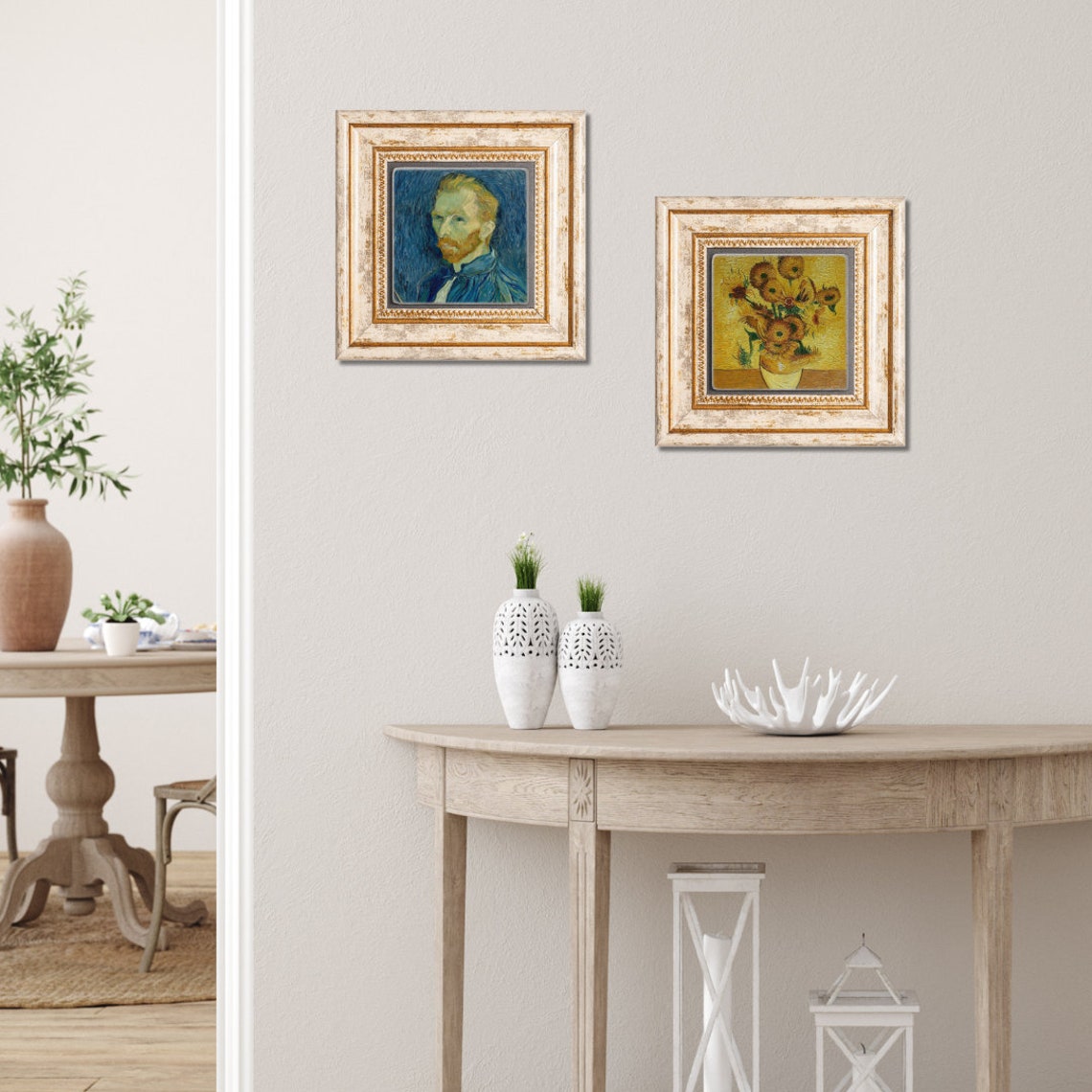 Vincent Van Gogh Stone Wall Decor Set, Stone Wall Hanging, Vase With ...
