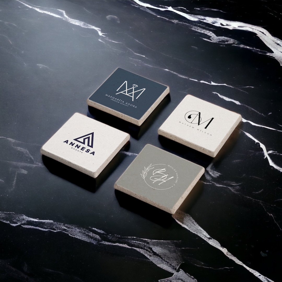 Custom Logo on Stone Coasters, Personalized Coaster, Personalized Gift ...