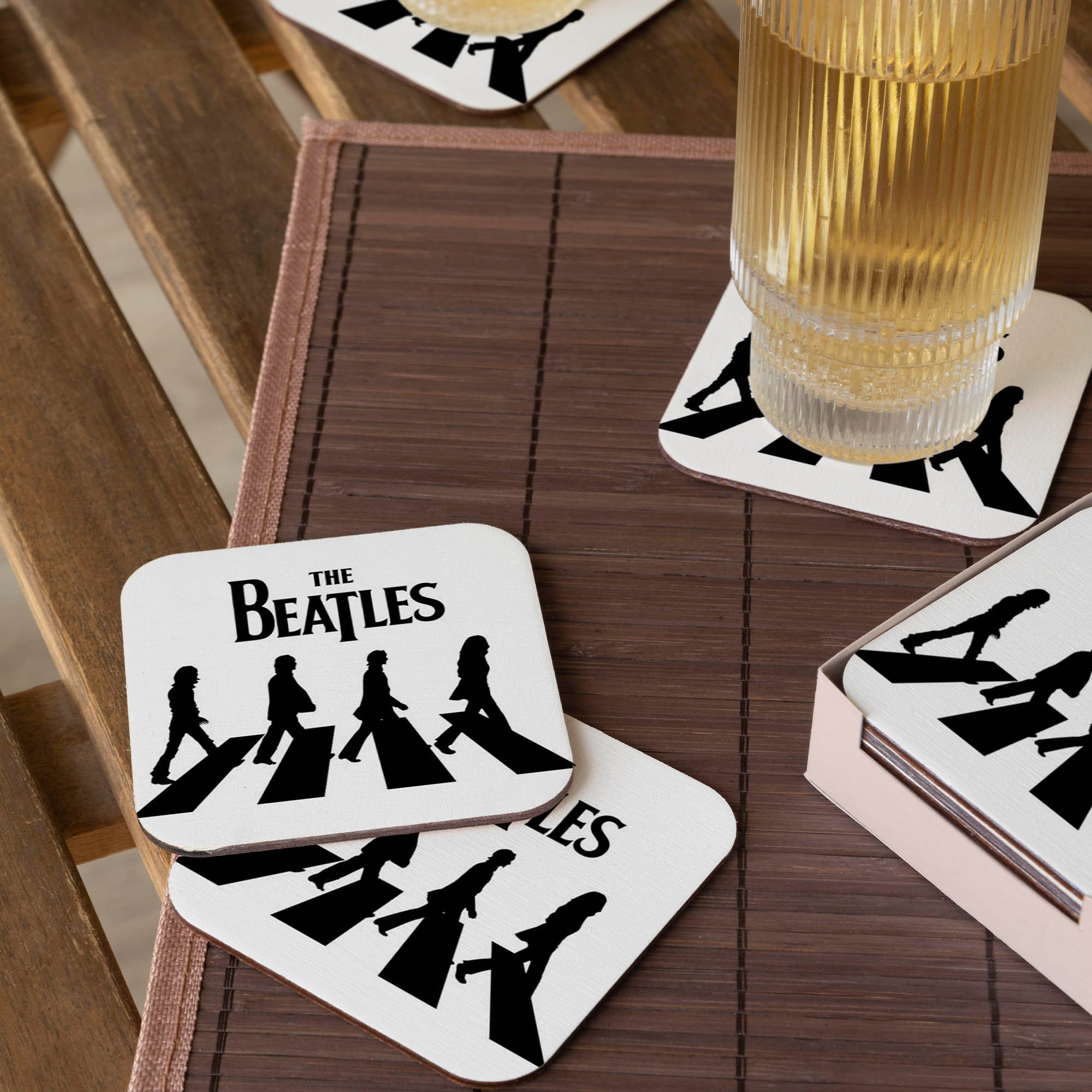 The Beatles Stone Coasters, Abbey Road Wood Coasters, 70s Rock Music ...