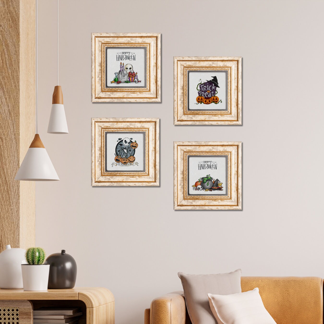 Halloween Sign Wall Art Set of Halloween Wall Hanging Spooky - Etsy