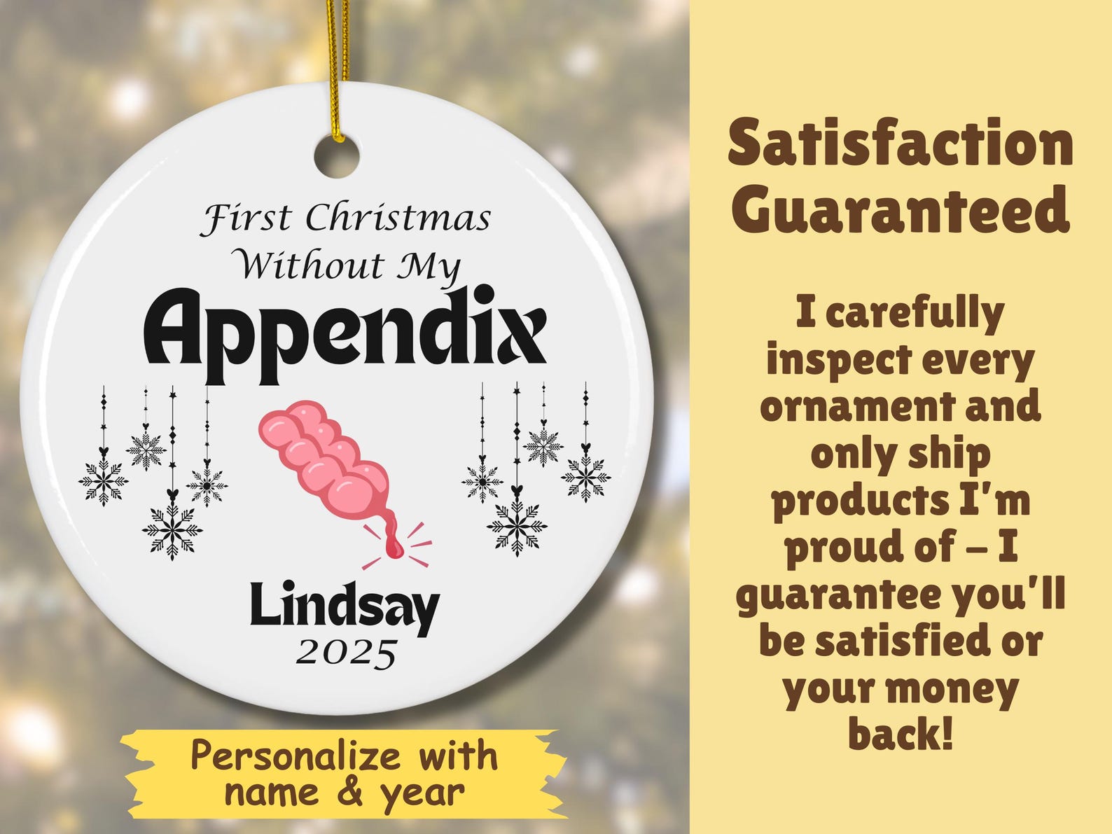 Personalized Appendectomy Ornament, Handmade Appendix Removal Joke Gift ...