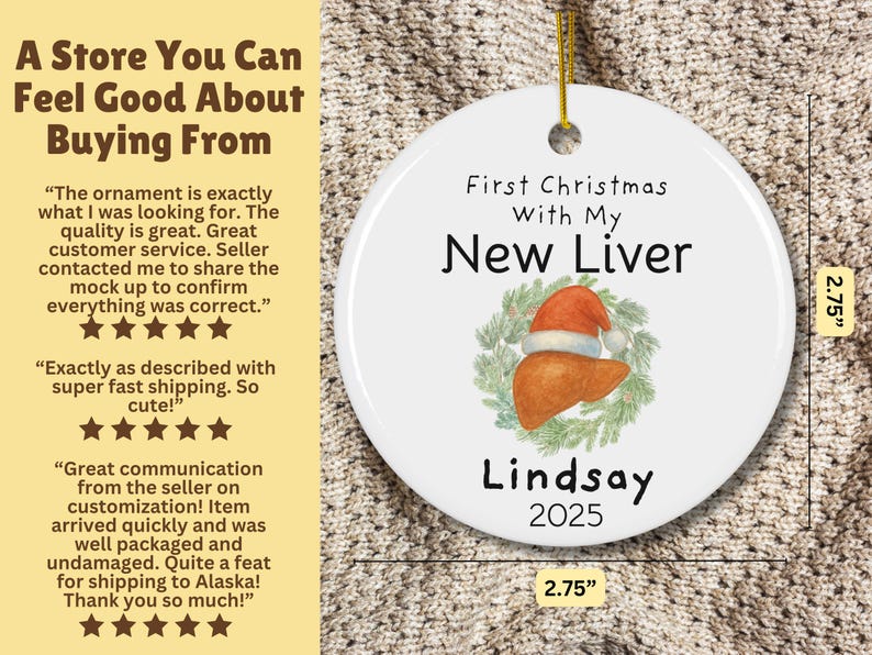Personalized Liver Transplant Ornament, Handmade Custom Liver ...