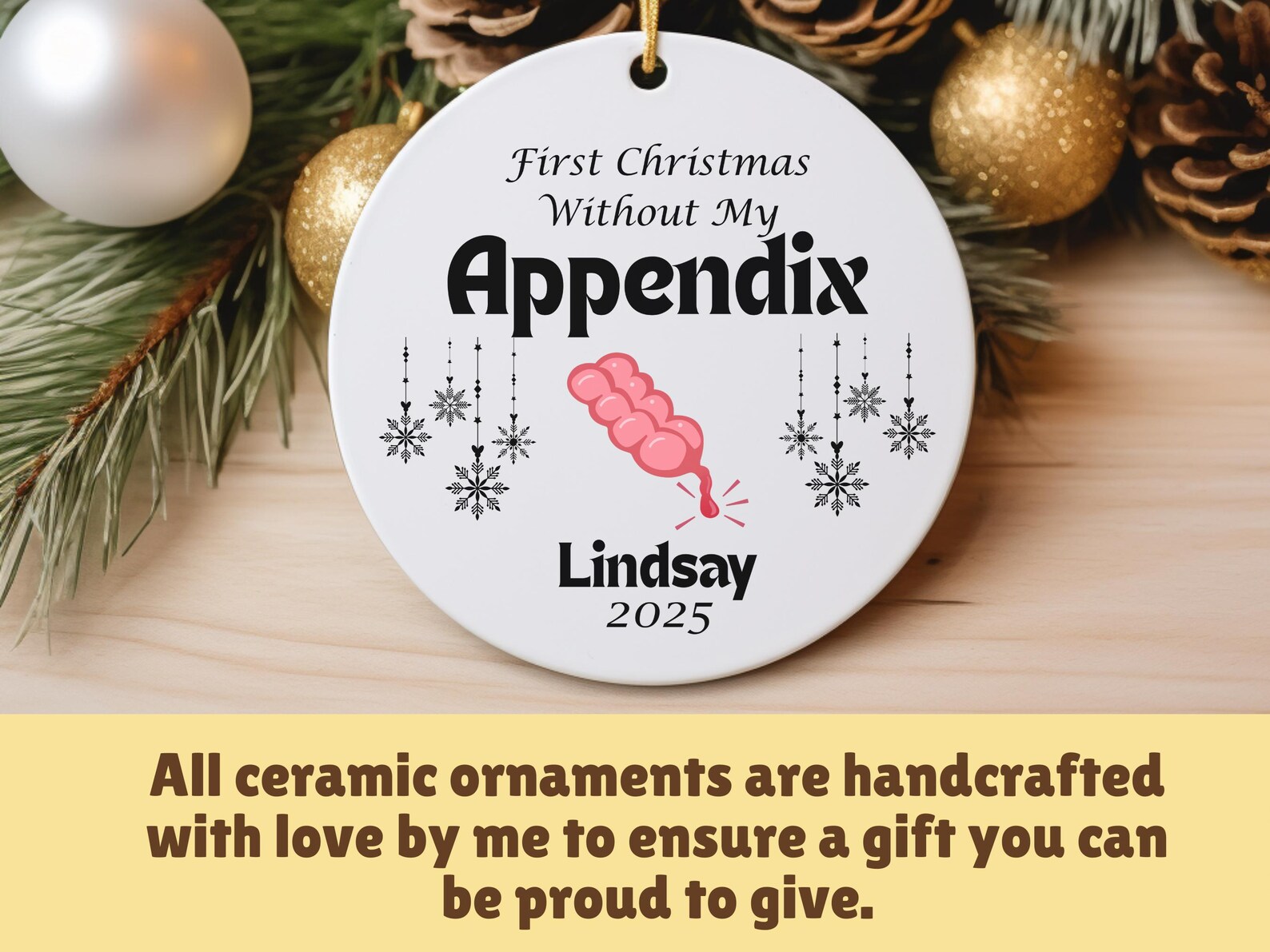 Personalized Appendectomy Ornament, Handmade Appendix Removal Joke Gift ...