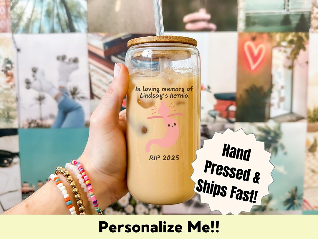 Stomach Hernia Repair Recovery Glass Tumbler Personalized Hiatal Hernia ...