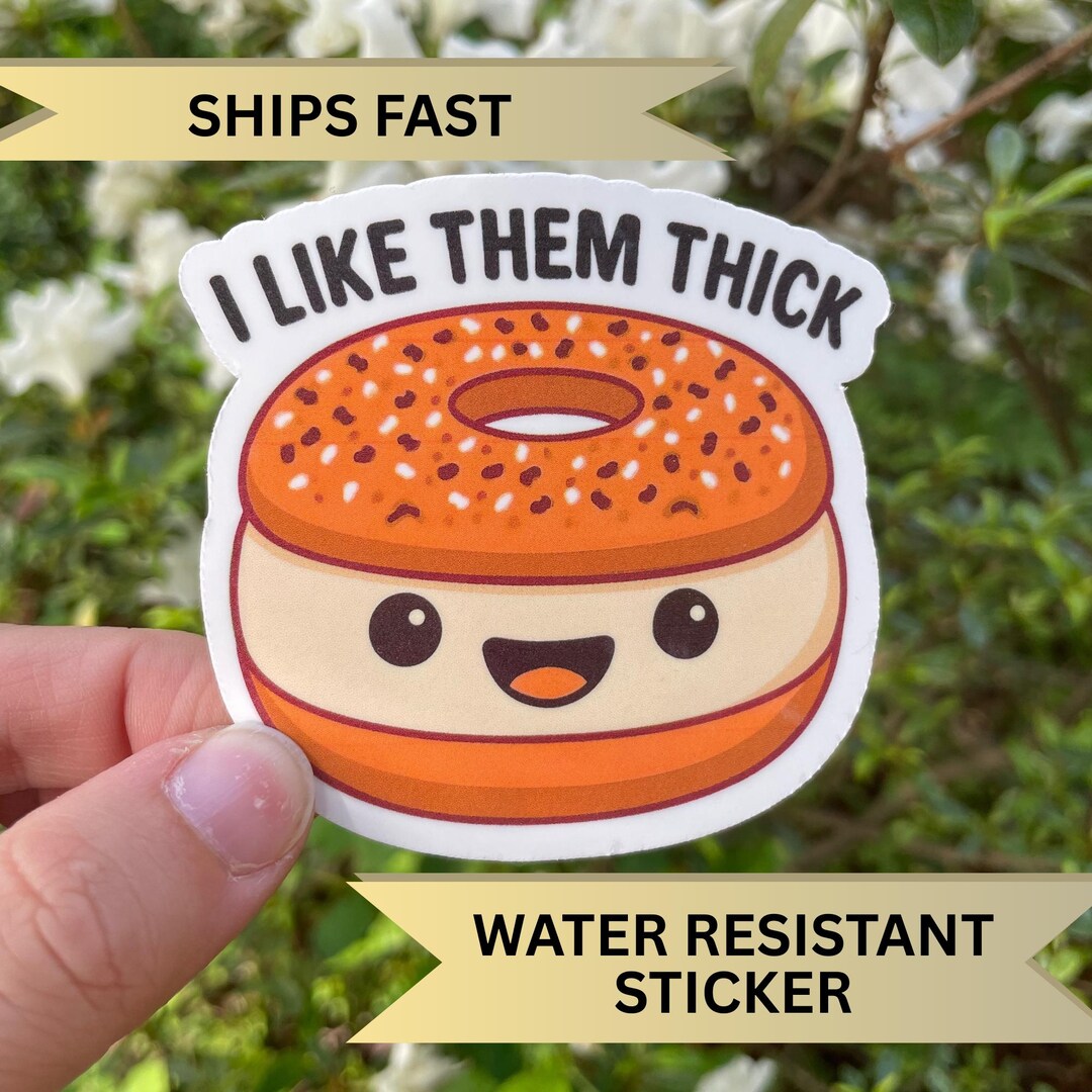 Thick Bagel With Cream Cheese Vinyl Sticker: New York Everything Bagel ...