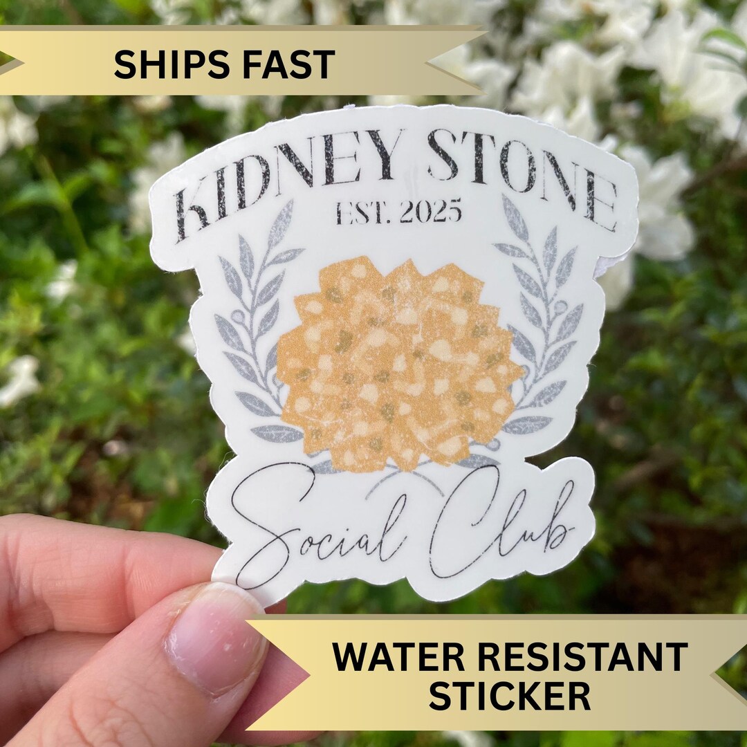 Kidney Stone Social Club Sticker, Handmade Ureteroscopy Surgery Gift ...
