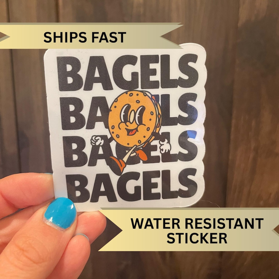 Retro Bagel Sticker, New York Bagel Decal, Bagel Lover Gift Idea ...