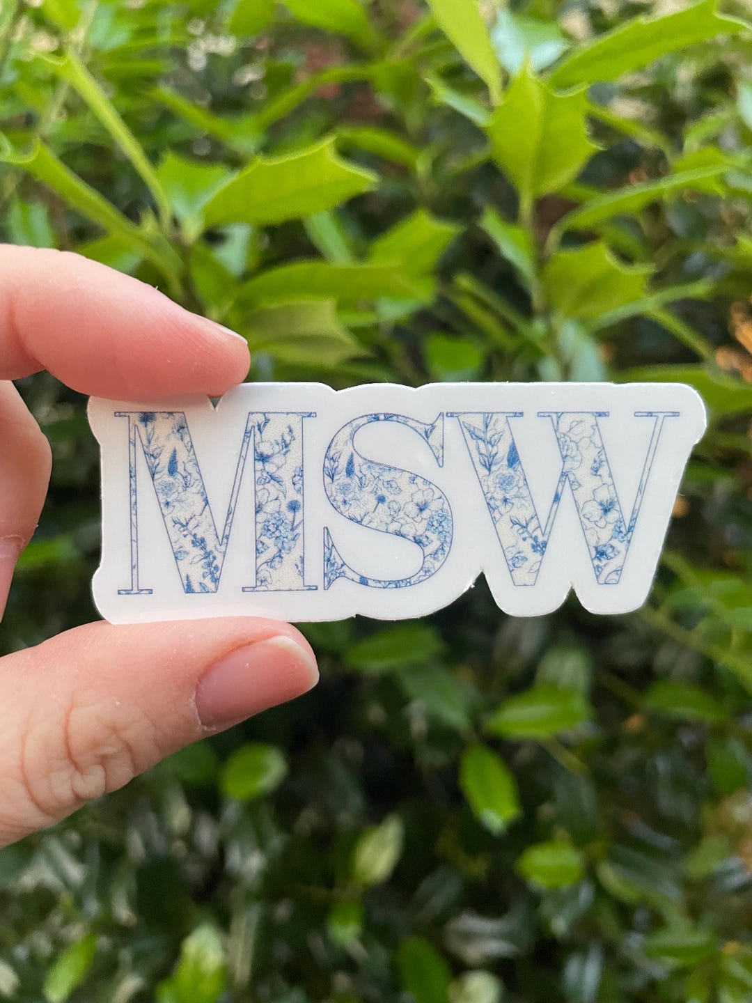 Blue Toile Floral MSW Sticker, MSW Water Resistant Vinyl Decal, Master ...