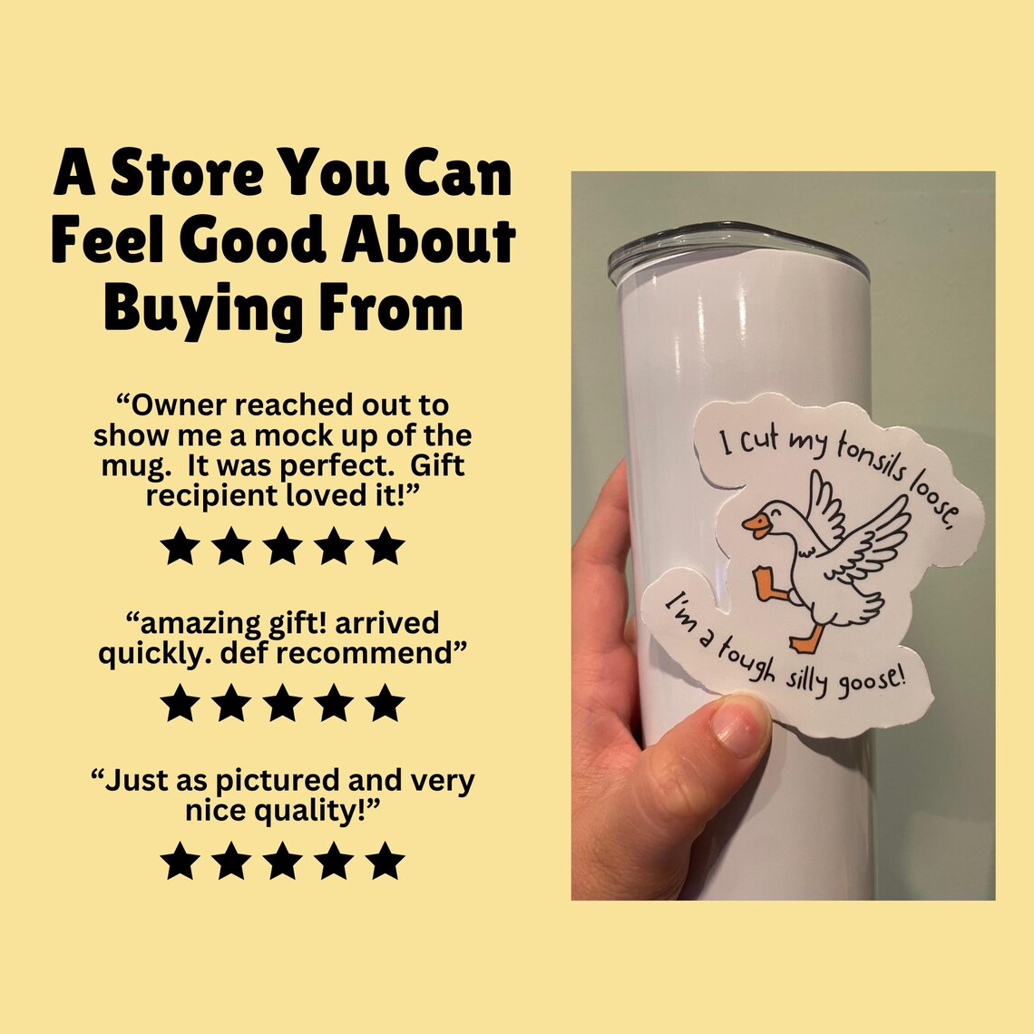 Tonsillectomy Silly Goose Sticker, Handmade Tonsil Surgery Gift, Small ...
