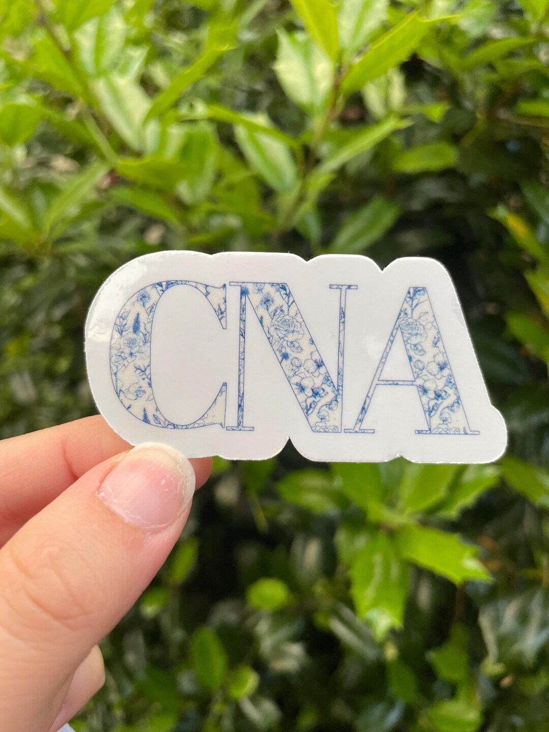 Floral Blue Toile CNA Sticker, Certified Nurse Aide Laptop Decal, Home ...