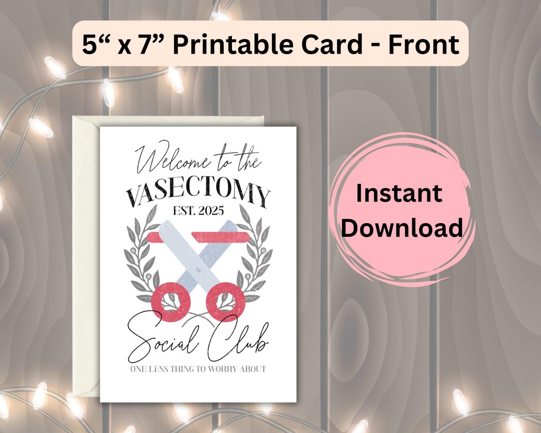 Instant Download Vasectomy Card Digital Download the Snip Surgery Day ...