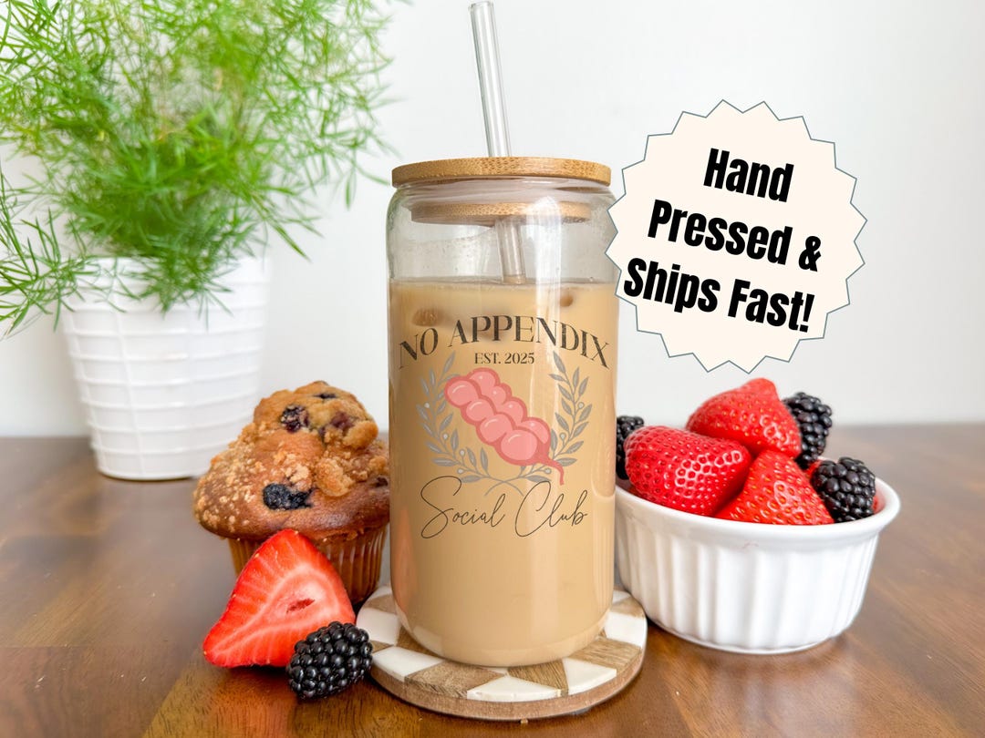 Appendix Removal Gift Idea Glass Cup 16oz Personalized Funny Tumbler ...
