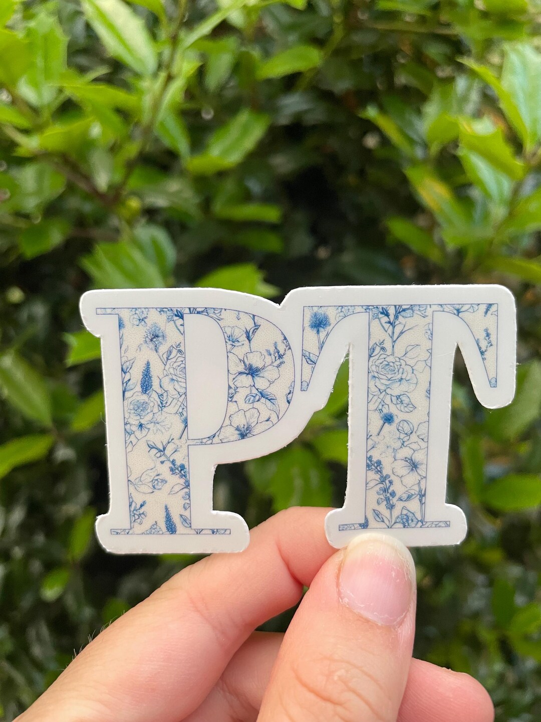 Floral Blue Toile PT Sticker, Physical Therapist Laptop Decal ...