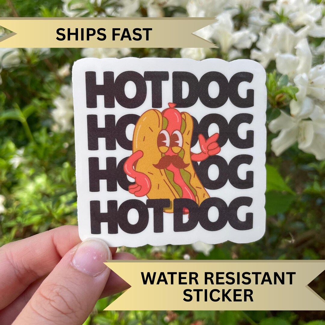 Retro Hot Dog Sticker, Smiling Hotdog Decal, Funny Thumbs up Laptop ...