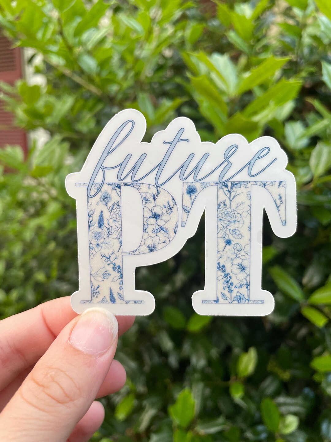 Floral Blue Toile Future PT Sticker, New Physical Therapist Student ...