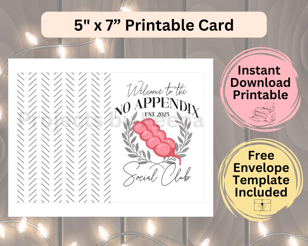 Appendix Removal Gag Gift Idea Download Card Personalized Funny Surgery ...