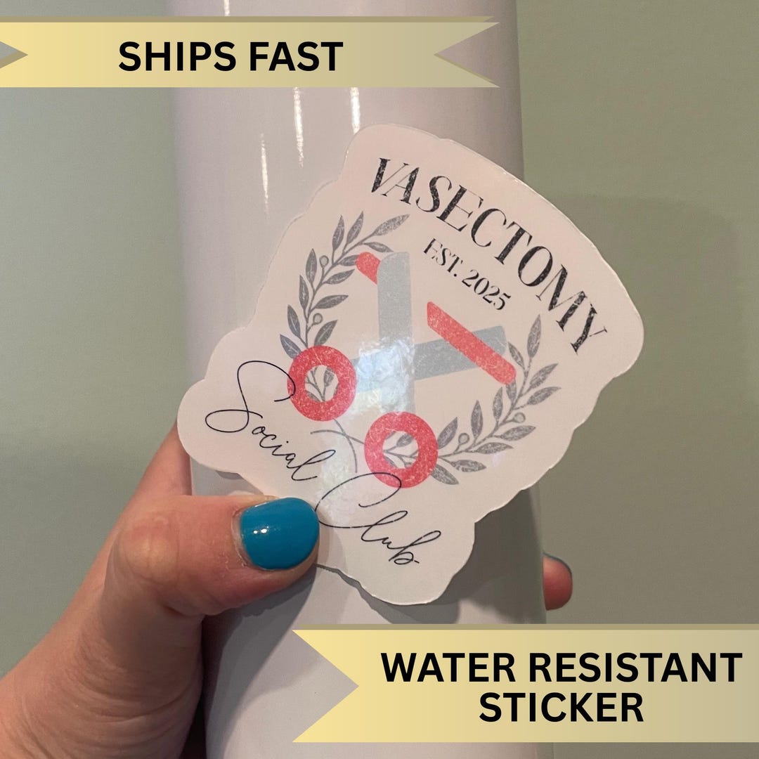 Vasectomy Social Club Sticker, Handmade Vasectomy Surgery Gift, Funny ...