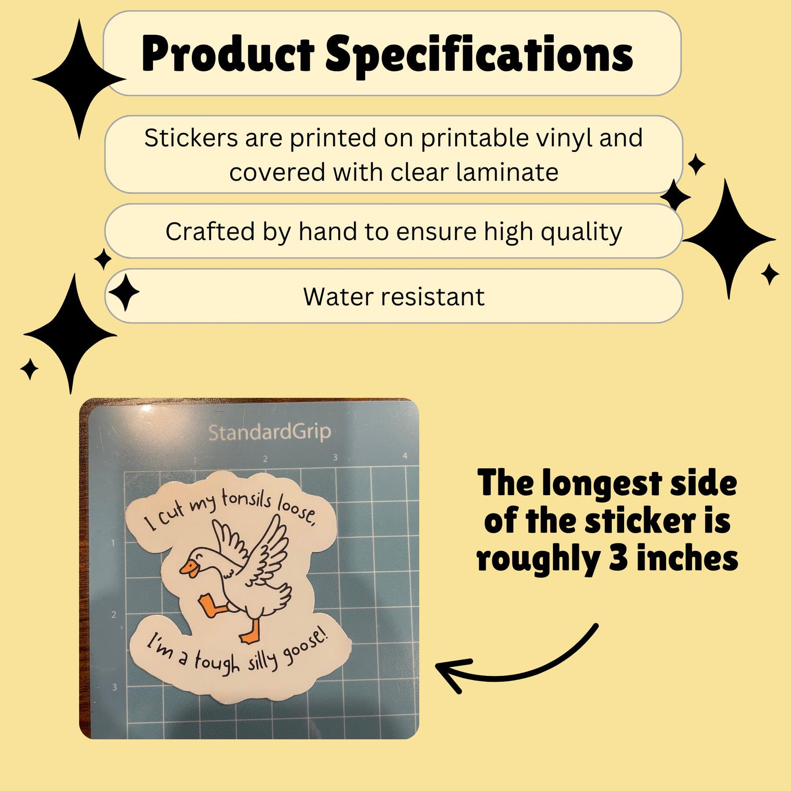 Tonsillectomy Silly Goose Sticker, Handmade Tonsil Surgery Gift, Small ...
