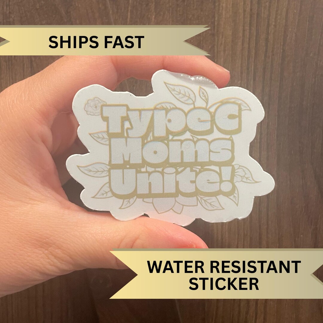 Type C Moms Unite Sticker, Floral Retro Type C Mama Laptop Decal, Funny ...